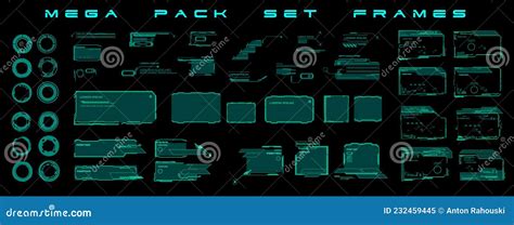 Big Set Frames Dialog Boxes Targets Futuristic Elements For Navigating The Game Interface
