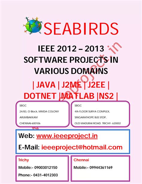 Ieee Projects 2012 Titles For Cse Seabirds Chennai Pondicherry