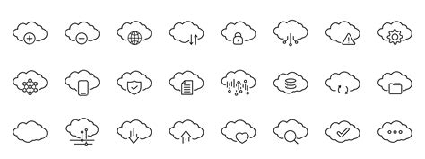 Premium Vector Cloud Data Icon Set Online Cloud Server Network Icon Illustration