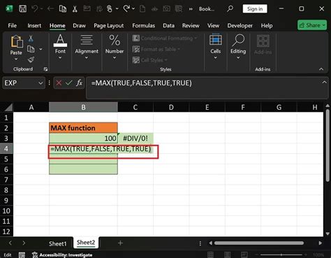 Excel Max Function