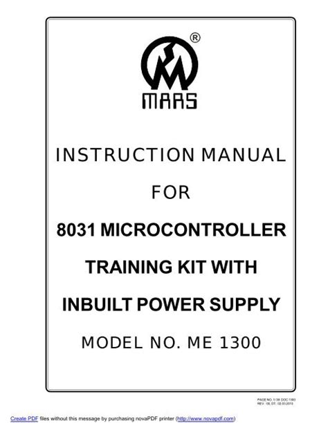 Instruction Manual For 8031 8051 Microcontroller Trainer Kit Mars