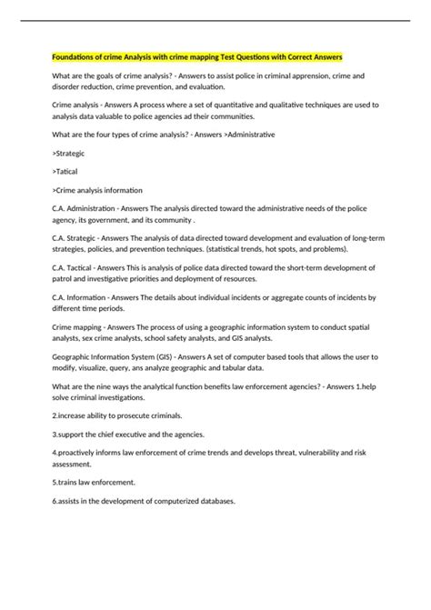 Foundations Of Crime Analysis With Crime Mapping Test Questions With