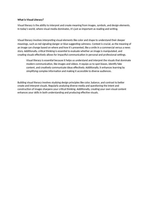 Understanding Visual Literacy Skills Pdf