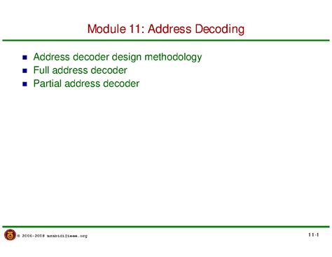 Address Decoding Microprocessor Module Address Decoding Address Decoder Design