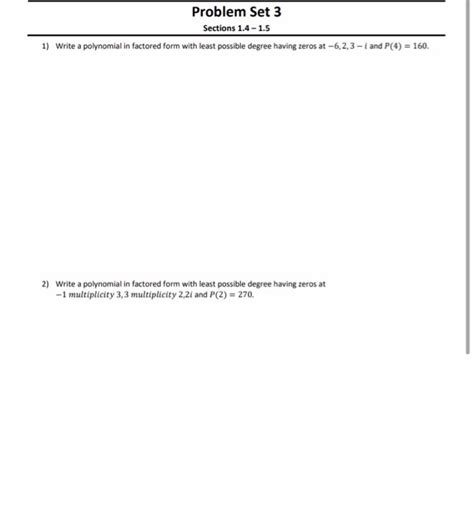 Solved Problem Set Sections Write A Polynomial Chegg Com