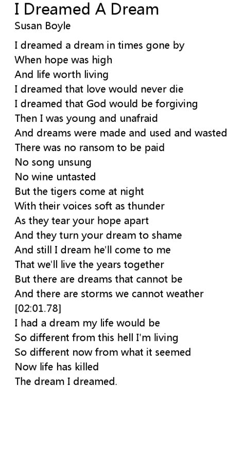 I Dreamed A Dream Lyrics Follow Lyrics