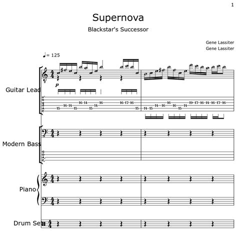 Supernova Sheet Music For Guitar Lead Modern Bass Piano Drum Set