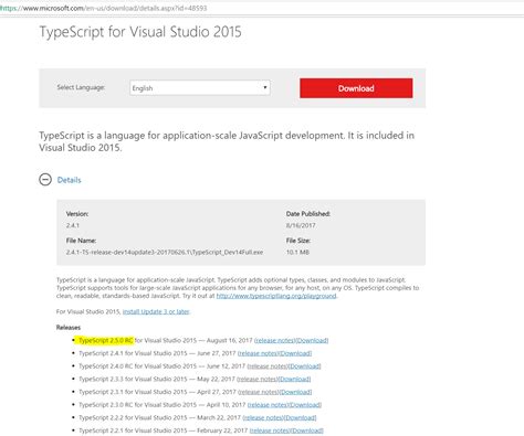 Wrong Links In Typescript 25 Rc Release · Issue 17880 · Microsofttypescript · Github