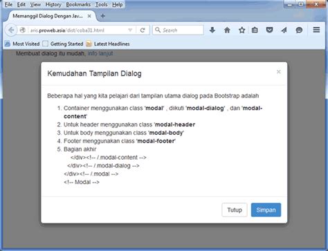 Memanggil Dialog Bootstrap Dengan Javascript Pt Proweb Indonesia
