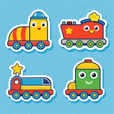 Four Cute Cartoon Trains With Different Designs Premium Ai Generated