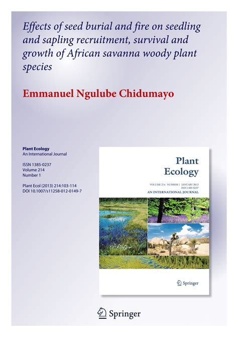 Pdf Effects Of Seed Burial And Fire On Seedling And Sapling