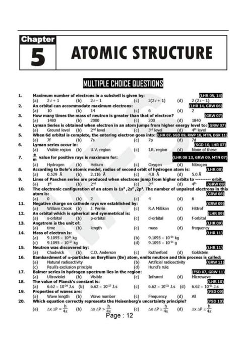 SOLUTION Chemistry Grade Chapter Atomic Structure Multiple Choice Questions Studypool