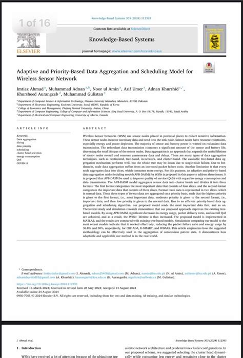 Adaptive And Priority Based Data Aggregation Model For Wireless Sensor Imtiaz Ahmad