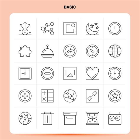 Outline 25 Basic Icon Set Vector Line Style Design Black Icons Set Linear Pictogram Pack Web And