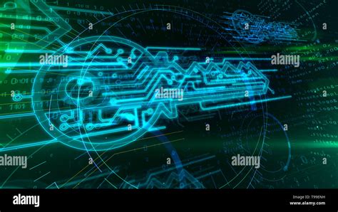 Cyber Security Data Protection And Digital Key Sign On Dynamic 3d Binary Background Computer