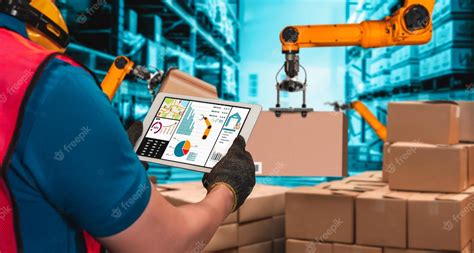 Premium Photo Smart Robot Arm Systems For Innovative Warehouse And Factory Digital Technology