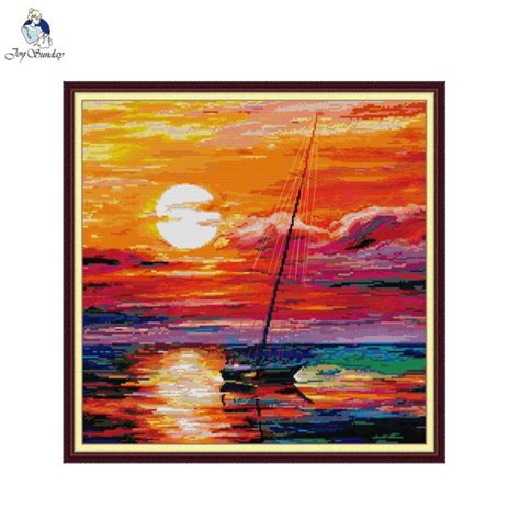 Joy Sunday Набор для вышивания крестом 14ct Закат солнца купить с доставкой по выгодным ценам