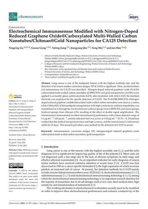 Pdf Electrochemical Immunosensor Modified With Nitrogen Doped Reduced
