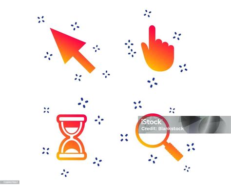 Mouse Cursor Icon Hourglass Magnifier Glass Vector Stock Illustration