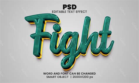 Fight Green Glossy 3D Text Effect Photoshop PREMIUM PSD File
