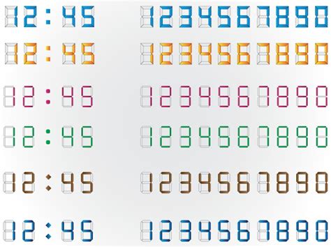 digital numbers display font set royalty free vector image
