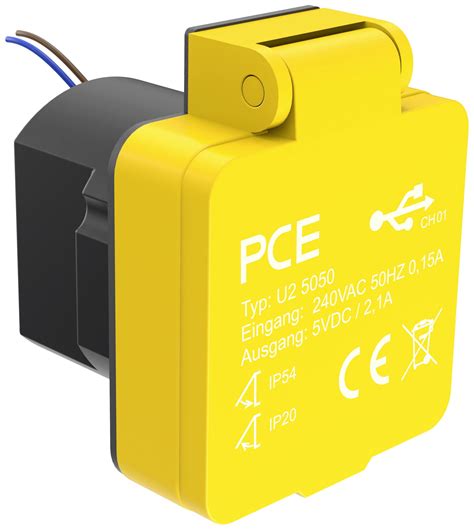 Buy Pce U25050 Surface Mount Socket Incl Usb Charging Port Ip54 Yellow