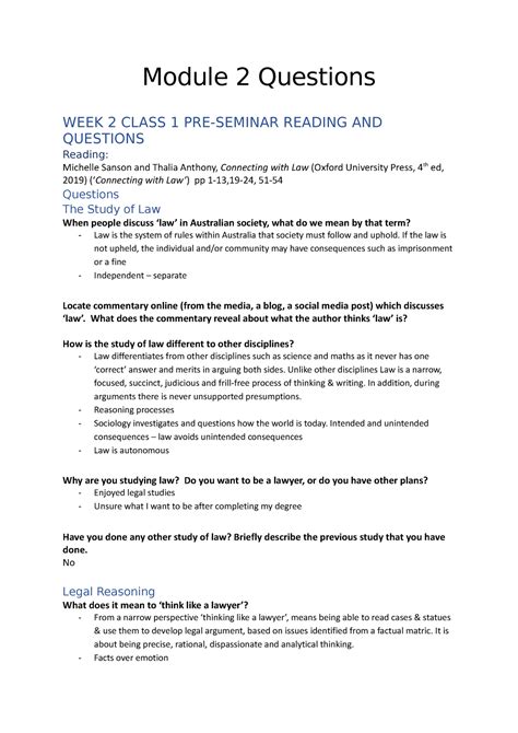 Module 2 Questions Tutorial Work Module 2 Questions Week 2 Class 1 Pre Seminar Reading And