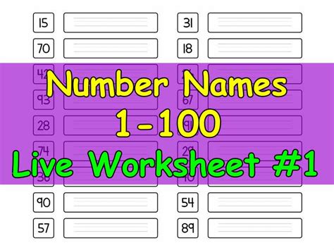 Write In Words 1 100 Live Worksheet 1