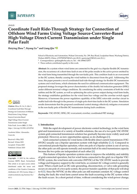 Pdf Coordinate Fault Ride Through Strategy For Connection Of Offshore Wind Farms Using Voltage