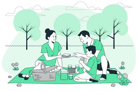 가족 피크닉 개념 그림 무료 벡터
