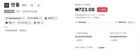 Mnt 코인 맨틀코인 정보 정리 돈삭남 정보 놀이터