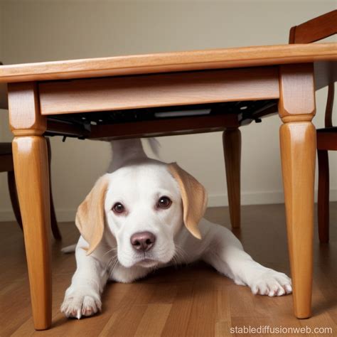 Dog Spotted Under Table Stable Diffusion Online