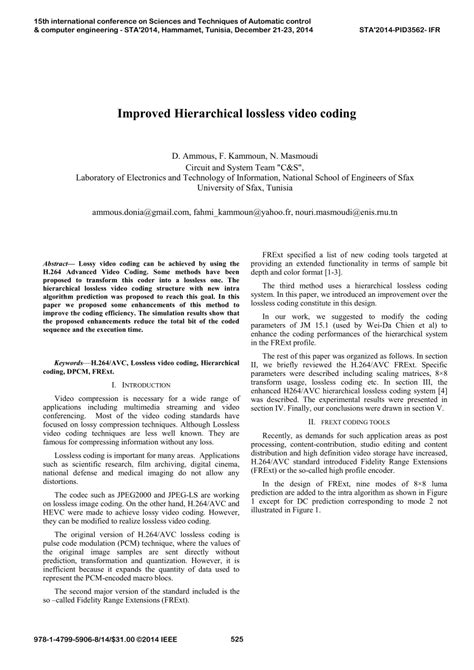 Pdf Improved Hierarchical Lossless Video Coding