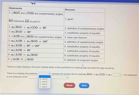 there is a step missing in the proof identify where in the proof there