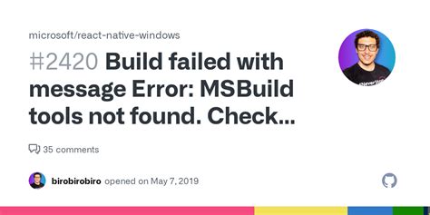 Build Failed With Message Error MSBuild Tools Not Found Check Your Build Configuration
