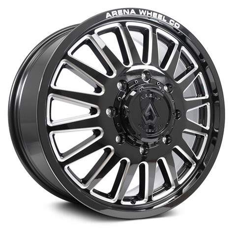 Arena Wheel Co® Dually Rival Wheels Gloss Black With Milled Accents Rims A1102282a9p10516