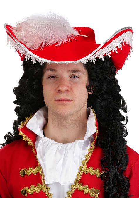 Red Pirate Adult Costume Hat With Feather Pirate Hats