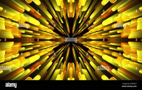 3d rendering radiation from the center of golden flickering particles
