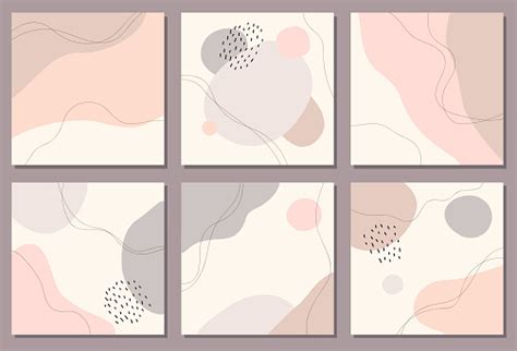 트렌디 한 현대 콜라주 스타일의 최소한의 추상적 인 유기 모양 구성과 소셜 미디어 게시물 템플릿의 아름다운 파스텔 세트 소셜 네트워킹에 대한 스톡 벡터 아트 및 기타 이미지