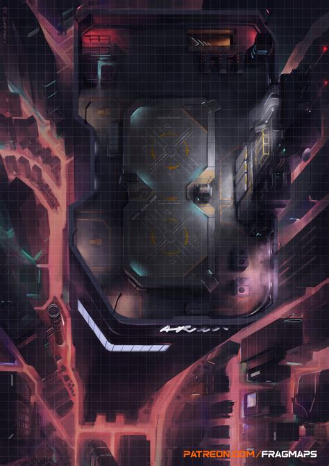 Corporate Rooftop Landing Pads Battle Map Rcarbon2185rpg