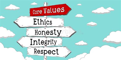 Core Values Trust Ethics Teamwork Words On Wooden Blocks Stock Illustration Illustration