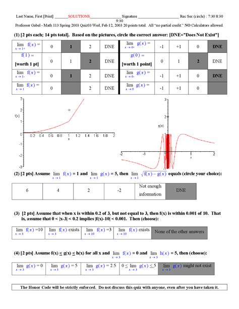 Solutions For Quiz 3 Analytic Geometry And Calculus I Math 113