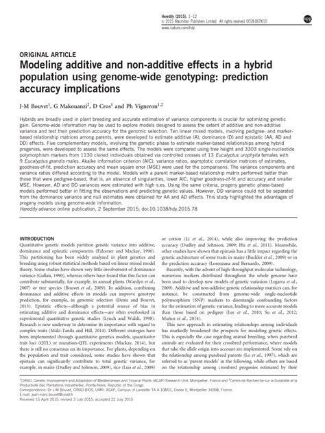 pdf modeling additive and non additive effects in a hybrid population