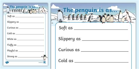 Ks1 Penguin Simile Poem Template Teacher Made Twinkl