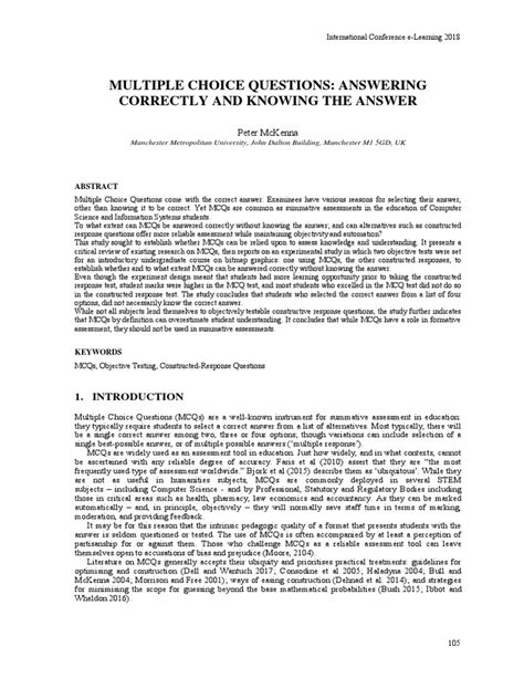 Multi Choice Questions Pdf Multiple Choice Educational Assessment