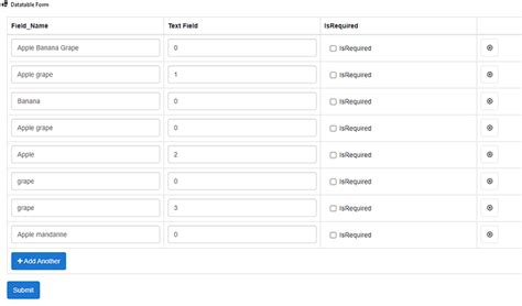 Trying To Add Data To A Datatable With A Form Row Is Added But Is