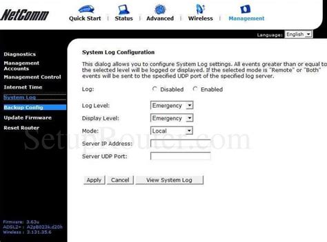 Nb Wv System Log Setup Guide Netcomm Wireless Support