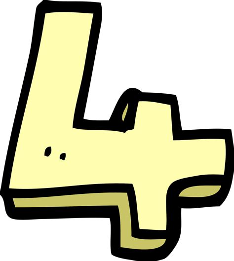 Cartoon Doodle Number Four 12146755 Vector Art At Vecteezy