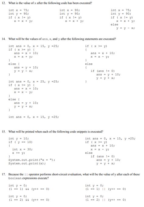 solved 12 what is the value of x after the following code