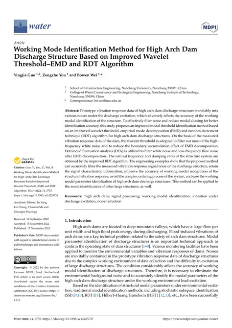 PDF Working Mode Identification Method For High Arch Dam Discharge